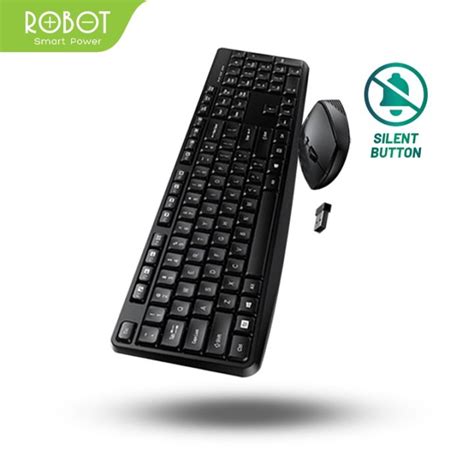 Robot Portable Mini Wireless Set Combo Keyboard And Mouse Km3100 Original Garansi 1 Tahun