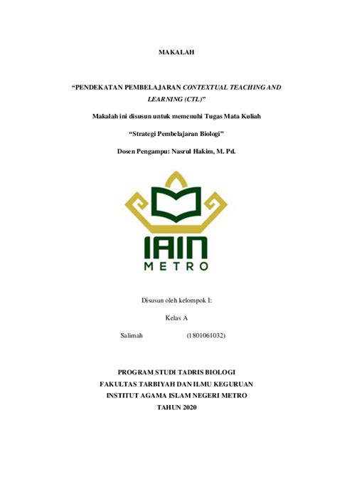 Pdf Contextual Teaching And Learning Ctl