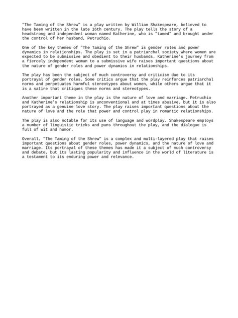 The Taming Of The Shrew Critical Analysis Pdf