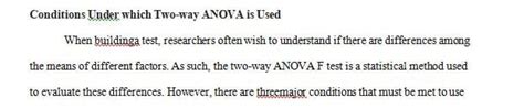 Solved Under What Conditions Should You Use The Two Way Anova F Test
