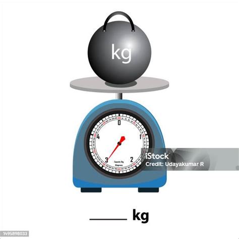 철 공 3kg을 저울에 올려 놓고 흰색 배경에 격리합니다 무게 균형 벡터 그림입니다 평형 비교 기호 사업 개념 음식 무게 부엌 그림입니다 0명에 대한 스톡 벡터 아트 및