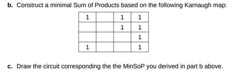 Solved B Construct A Minimal Sum Of Products Based On The Chegg Com