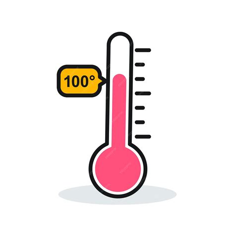 Premium Vector A Pink Thermometer With A Yellow Thermometer That Says 100 Degrees