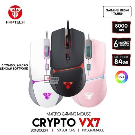 Jual Baru Fantech Crypto Vx7 Mouse Gaming Macro 8000 Dpi 6 Button Programable Shopee Indonesia