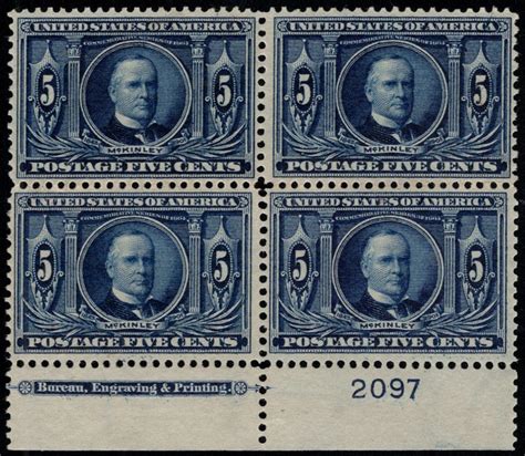 326 Fvf Og Nh Plate Block Bold Color Well Centered For This