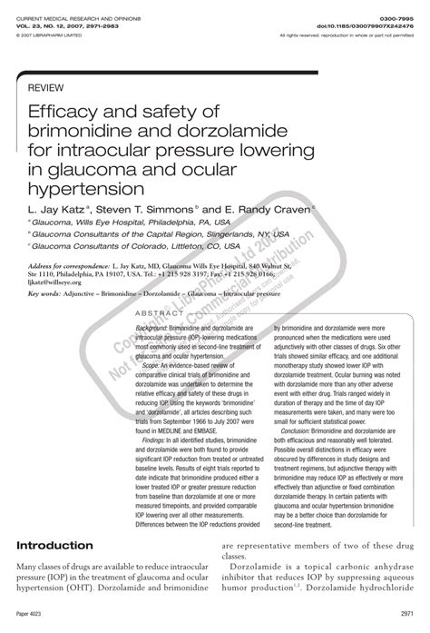 Pdf Efficacy And Safety Of Brimonidine And Dorzolamide For