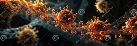 Detailed 3d Visualization Of Virus Structure Highlighting Capsid Spikes And Rna With Glowing