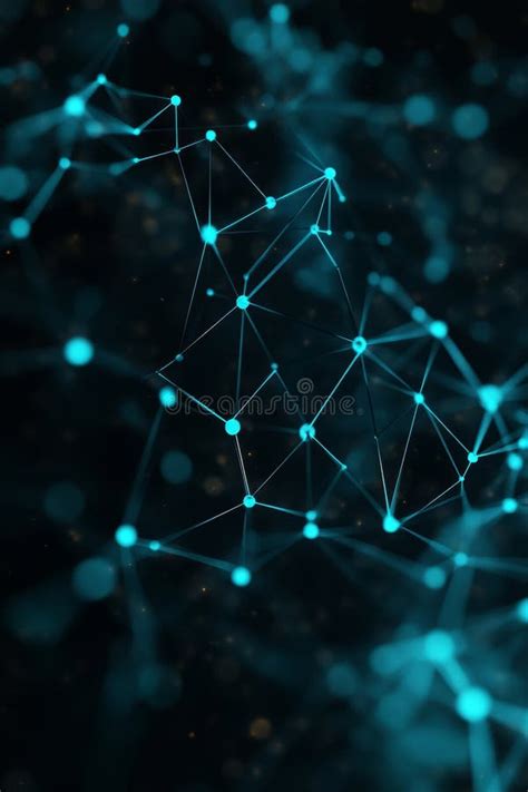 Abstract Blue Technology Background With Connected Dots Lines Triangles And Network