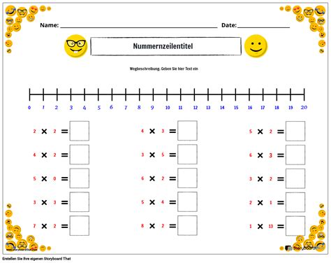 Arbeitsblatt Zum Zahlenstrahl Mit Emoji Thema