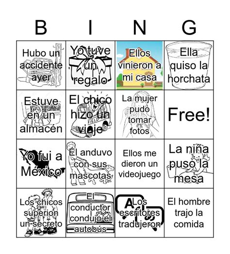 Preterite Irregulars Bingo Card