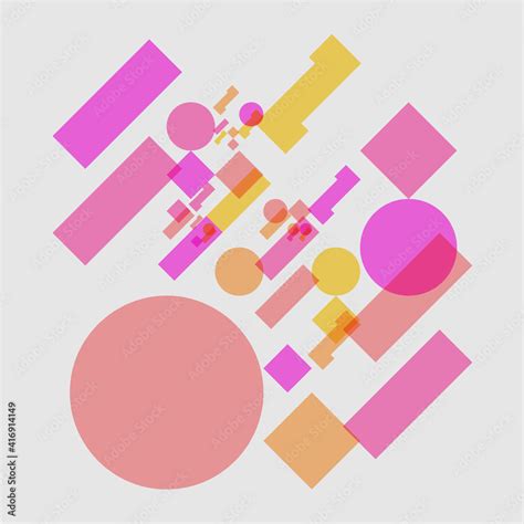 Diagonal Grid With Abstract Colored Shapes Mid Century Modern Pattern Stock Vector Adobe Stock
