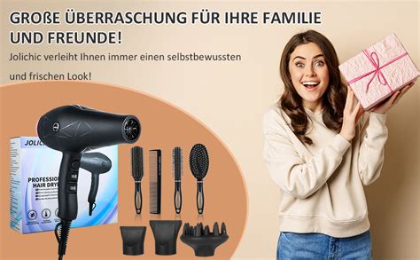 Jolichic Föhn Ionen Haartrockner 2400W AC Motor Föhn mit 1 Diffusor 2