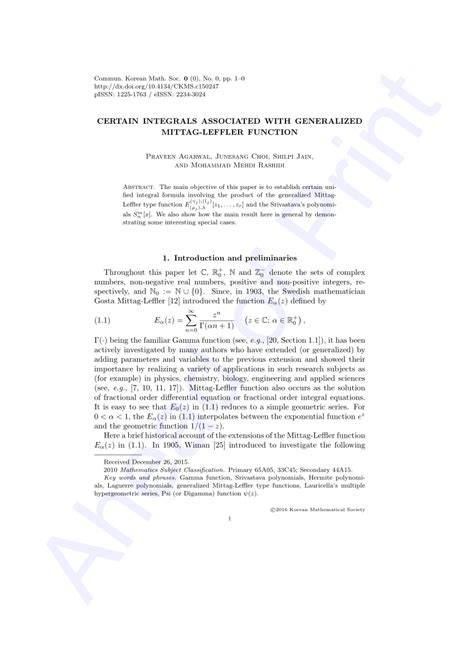 Pdf Certain Integrals Associated With Generalized Mittag Leffler Function