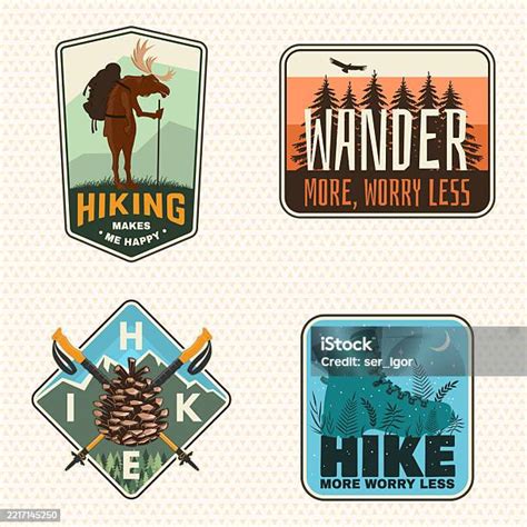 포스터를 위한 익스트림 어드벤처 아트웍 캠핑 인용구가 있는 스티커 벡터 셔츠 또는 로고 인쇄 우표 또는 티를 위한 개념 여름 캠프 가방에 대한 스톡 벡터 아트 및 기타