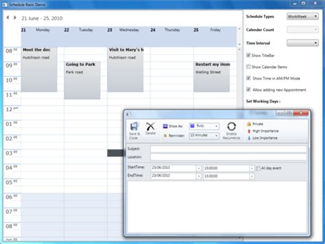 Screenshot Of Syncfusion Essential Schedule For Wpf