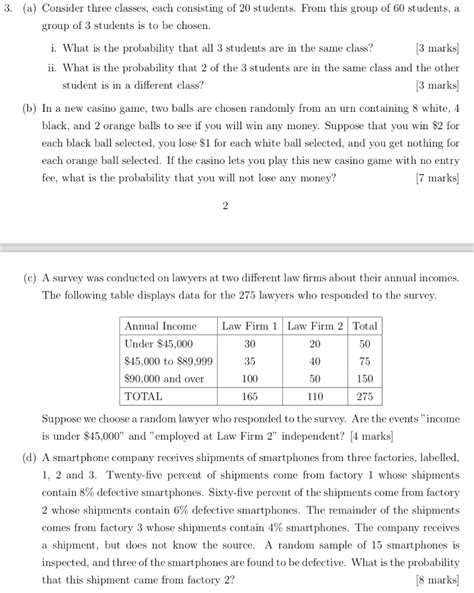 Solved 3 A Consider Three Classes Each Consisting Of 20 Chegg Com