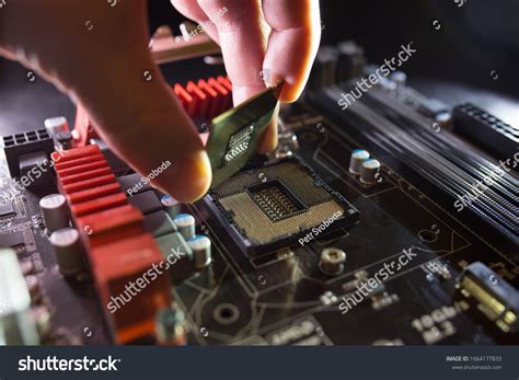 Technician Plug Cpu Microprocessor Motherboard Socket Stock Photo Edit Now 1664177833