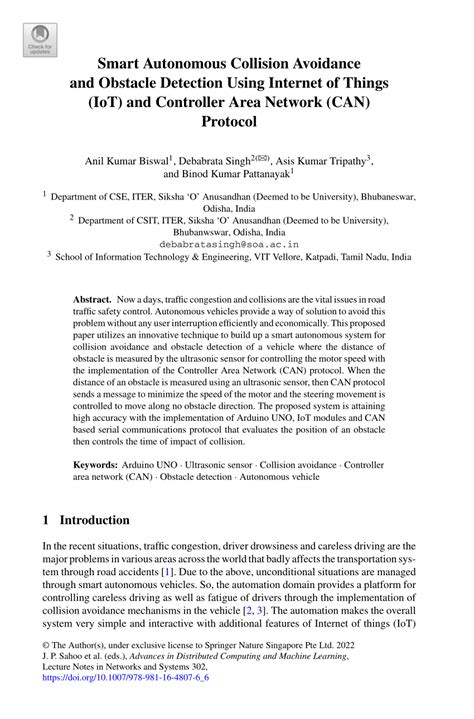 Pdf Smart Autonomous Collision Avoidance And Obstacle Detection Using