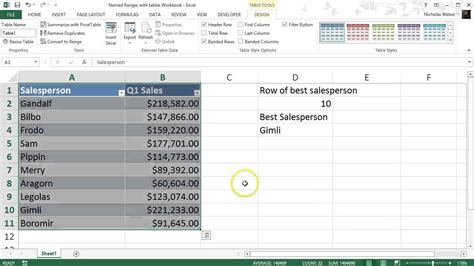 Excel Tables And Named Ranges Youtube