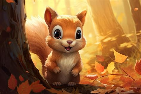 Premium Ai Image Cute Squirrel In The Style Of Anime Inspired
