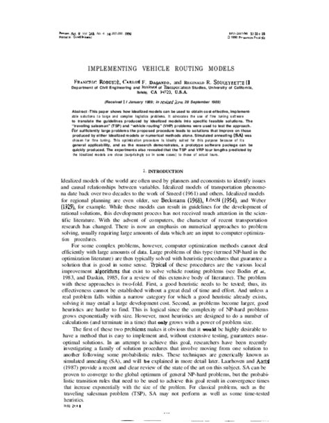 pdf implementing vehicle routing models