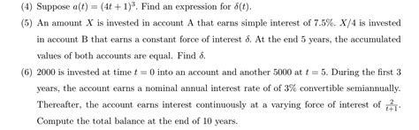 4 Suppose A T 4t 1 3 Find An Expression For Chegg Com