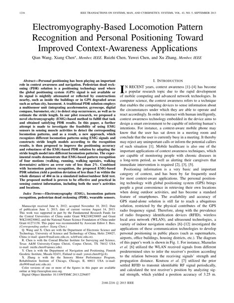 Pdf Electromyography Based Locomotion Pattern Recognition And Personal Positioning Toward