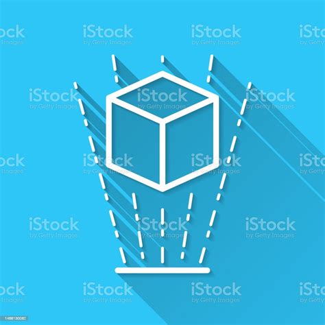 홀로그램 파란색 배경에 아이콘 긴 그림자가 있는 평면 디자인 3차원 형태에 대한 스톡 벡터 아트 및 기타 이미지 3차원 형태 가상현실 가상현실 시뮬레이터 Istock
