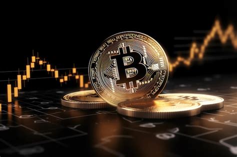 Premium Photo Bitcoin Coin With A Descending Graph On A Black Background