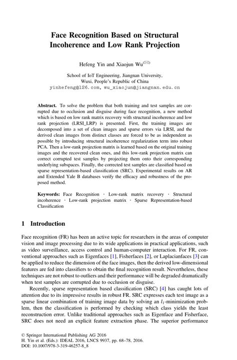 Pdf Face Recognition Based On Structural Incoherence And Low Rank Projection