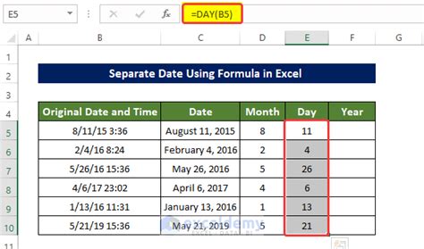 How To Separate Date In Excel Using Formulas 5 Methods