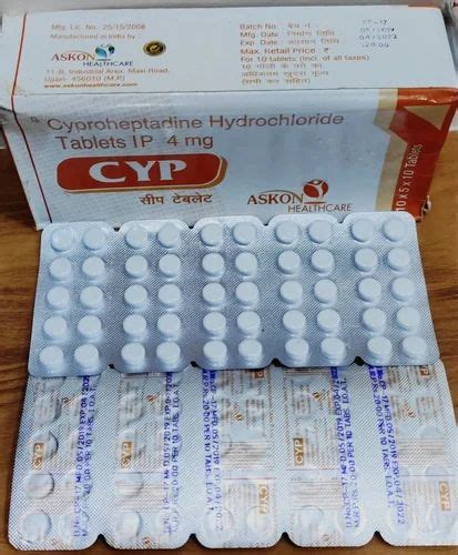 Cyproheptadine Hydrochloride Tablets Ip 4 Mg At Rs 59 Box In Ujjain