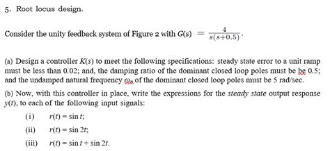 Solved Root Locus Design Consider The Unity Feedback System Chegg