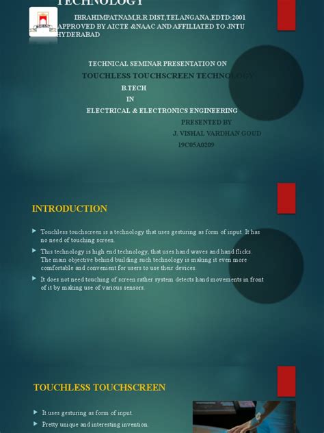 0 Touchless Touch Screen Technology Pdf Touchscreen Sensor