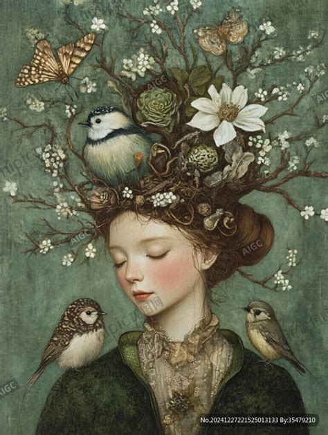 Ai创作图森系主题插画 森系人物插画 写实唯美插画 森系女孩插画 森系美少女插画 森系插画 欧美风格插画 宫廷风插画 欧式风格插画 欧美风插画 欧美古风装饰画 插画女孩与蝶 梦幻儿插插画 森系