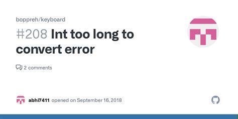 Int Too Long To Convert Error Issue Boppreh Keyboard GitHub