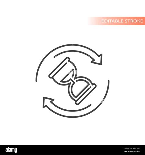 Hourglass In Circle Arrows Outlined Vector Icon Sand Clock Cycle Line Symbol Stock Vector Image