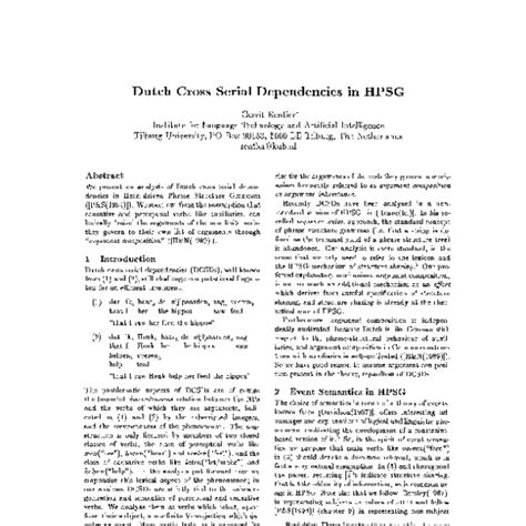 Dutch Cross Serial Dependencies In Hpsg Acl Anthology