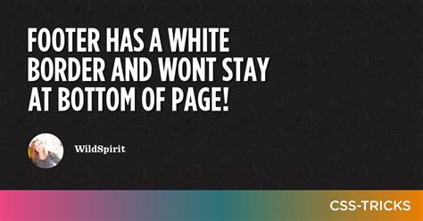 Footer Has A White Border And Wont Stay At Bottom Of Page Css Tricks