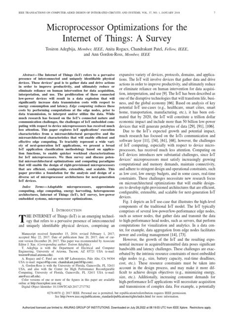 2018 Microprocessor Optimizations For The Iot Pdf