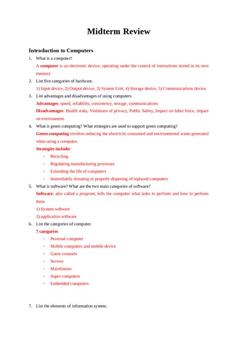 Midterm Review Microcomputer Applications Cs 1033 Docsity