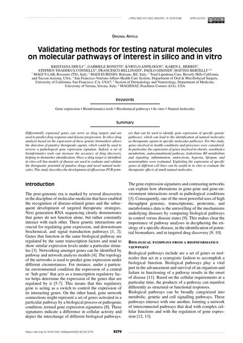 Pdf Validating Methods For Testing Natural Molecules On Molecular