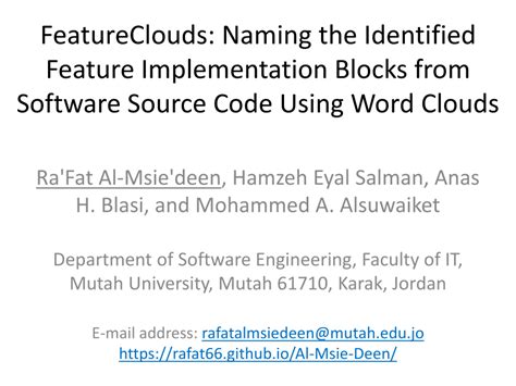 pdf featureclouds naming the identified feature implementation blocks from software source