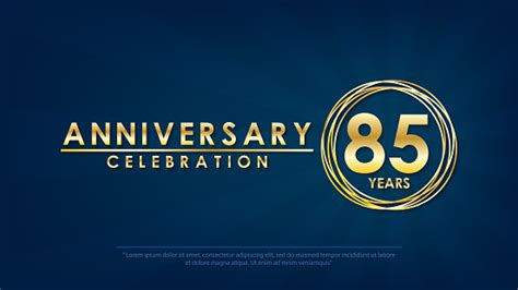 85 주년 기념 엠블럼 다크 블루 배경에 반지와 우아함 황금 기념일 로고 축하 인사말 및 초대 카드에 대한 벡터 일러스트 템플릿