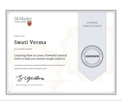 Coursera Novartislife Learningforlife Learningexperience Swati Verma