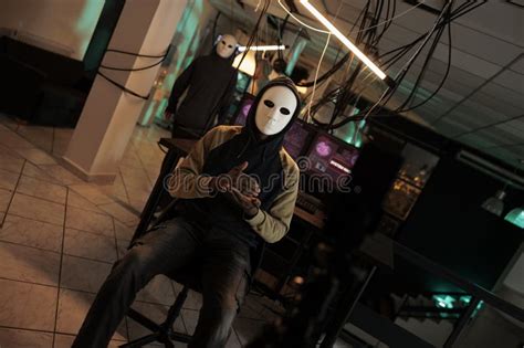 Criminal With Anonymous Mask Threatening To Expose Government Data Stock Image Image Of