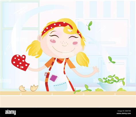 Funny Kitchen Girl Stock Vector Image And Art Alamy