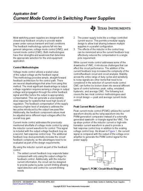 Current Mode Control In Switching Power Supplies Pdf Amplifier Power Supply