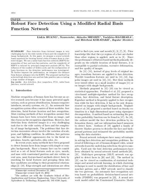 Pdf Face Detection Using A Modified Radial Basis Function Neural Network Akinobu Shimizu