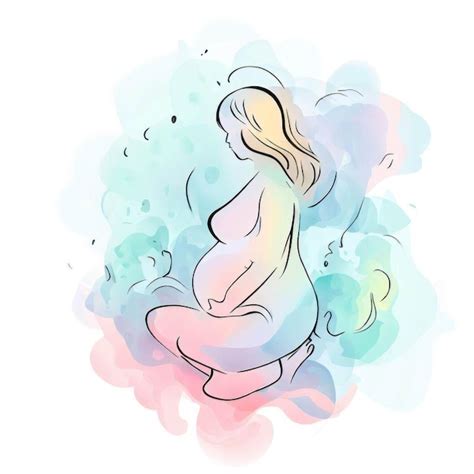 Ilustração Em Aquarela Floral Elegante De Mulher Grávida Gerada Por Ia